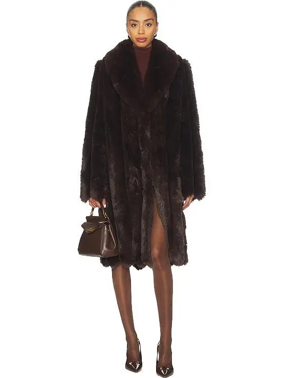 Nbd X Emma Leger Nadia Faux Fur Coat - Chocolate Brown