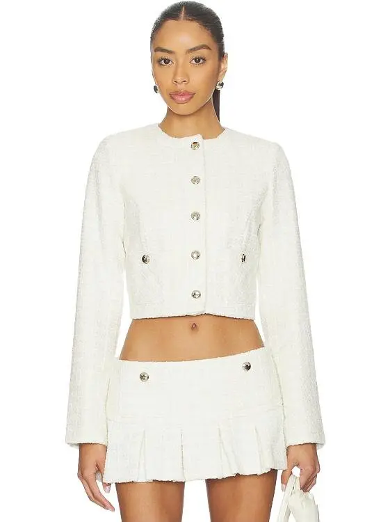GUIZIO Patch Pocket Crop Jacket - Snow White