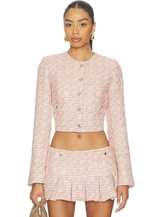 GUIZIO Patch Pocket Crop Jacket - Pink Multi