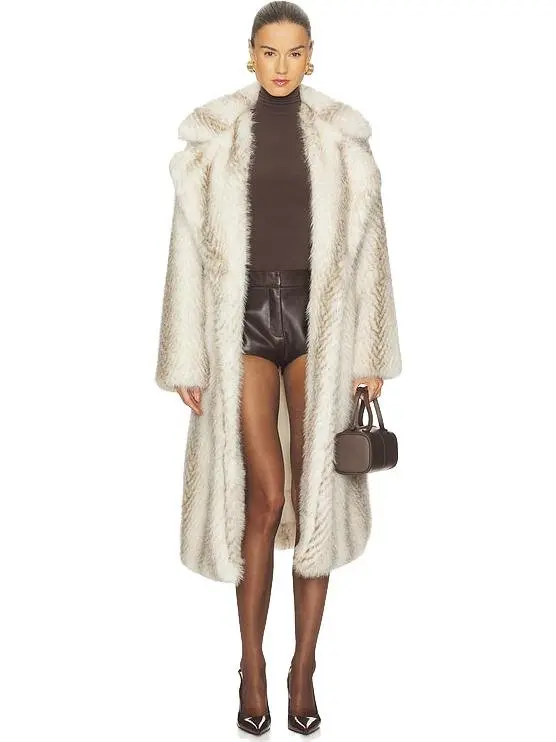 MORE TO COME X Emma Leger Carrie Faux Fur Coat - Beige