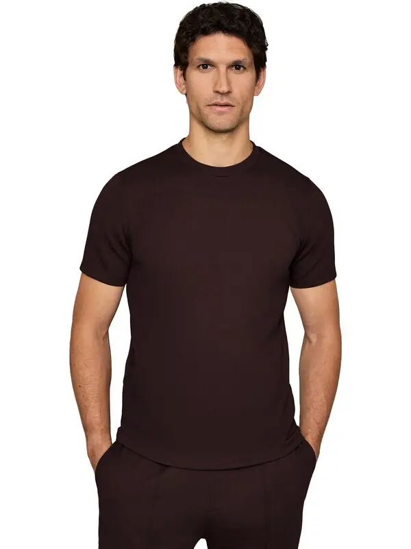 REISS Bradley Premium Interlock Crew-neck T-shirt - Cherry Red
