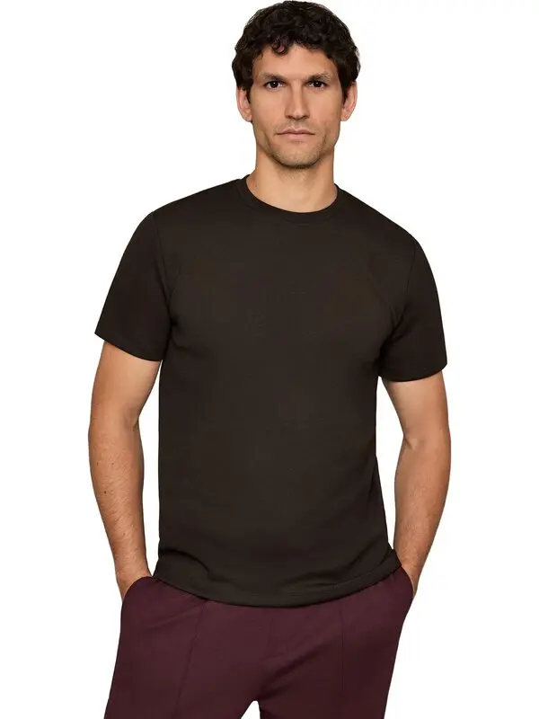 REISS Bradleychocolate Brown Bradley Premium Interlock Crew-neck T-shirt - Dark Brown