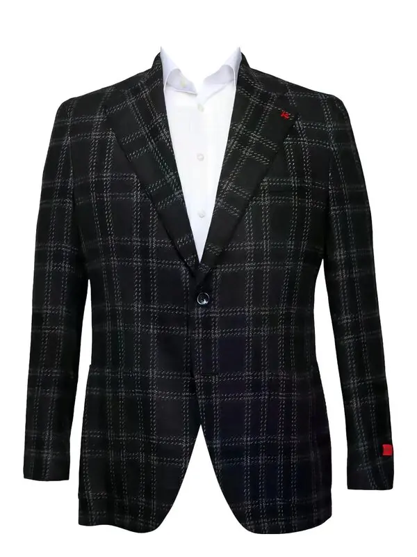 Isaia Checked-pattern Jacket - Black
