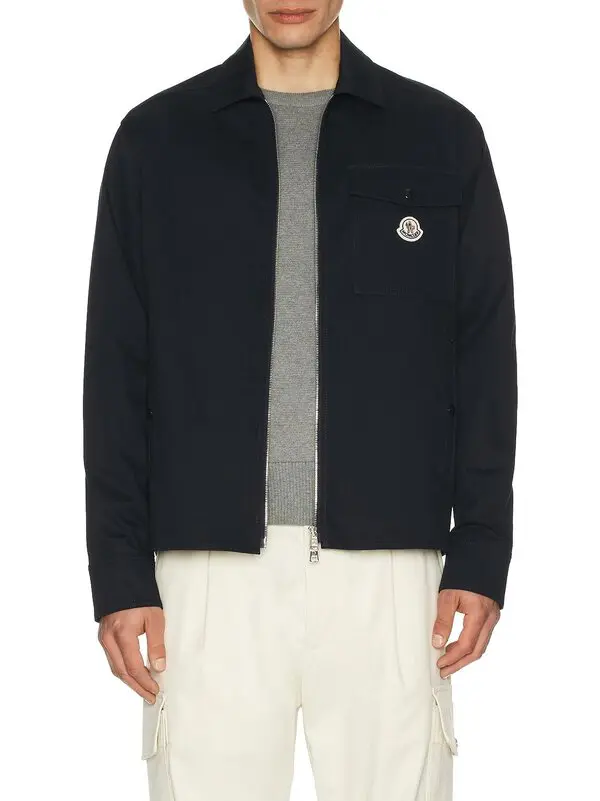 Moncler Shirt In Navy - Cosmic Blue
