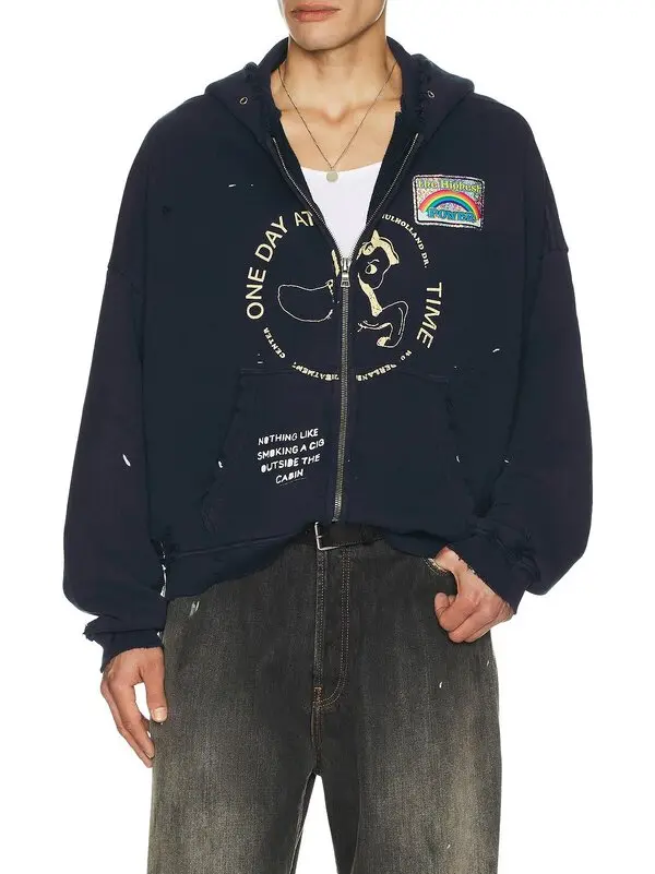 PALY HOLLYWOOD Treatment Center Zip Hooded Sweatshirt - Navy