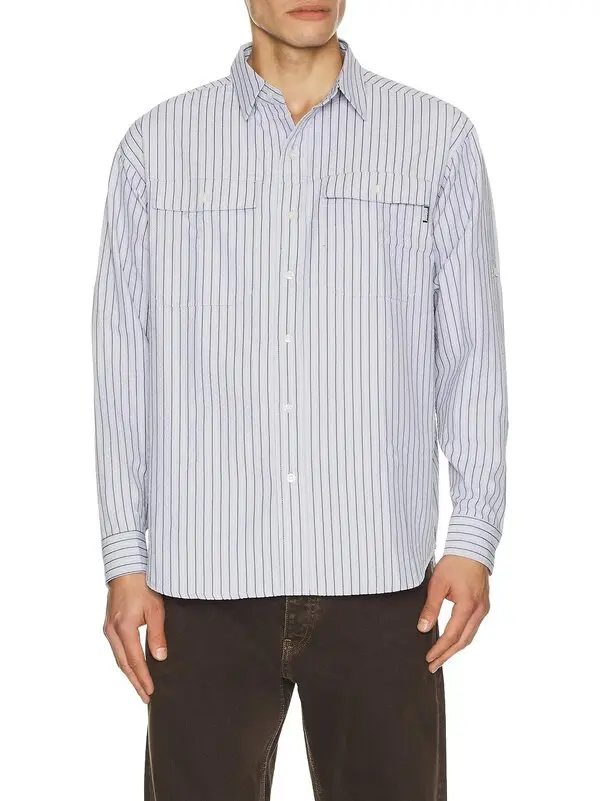 METALWOOD STUDIO Seersucker Fishing Shirt In Blue - Sky