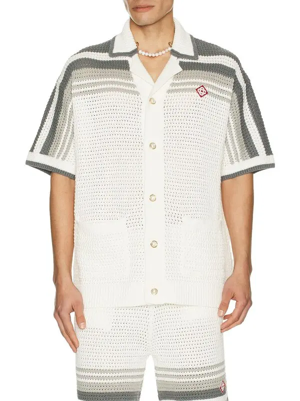Casablanca Crochet Shirt - White & Grey
