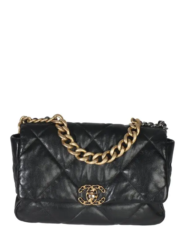 Chanel Quilted Lambskin 19 Flap Bag - Black