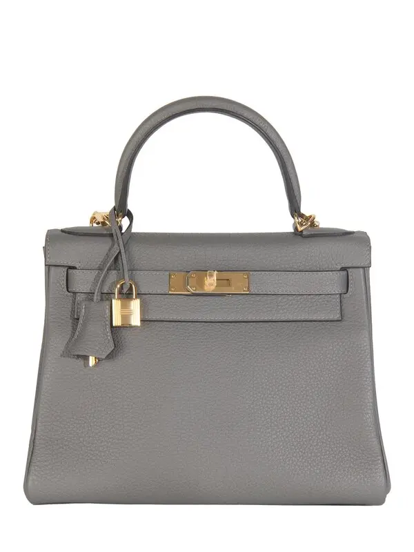 Hermès Etain Clemence Retourne Kelly 28 Ghw - Gray