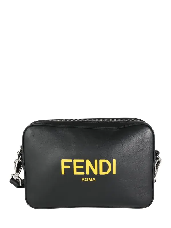 Fendi Calfskin & Sunflower Logo Camera Bag - Black