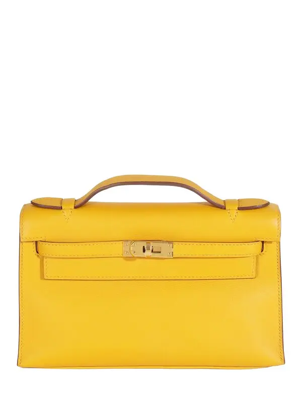 Hermès Jaune Ambre Swift Kelly Pochette - Yellow