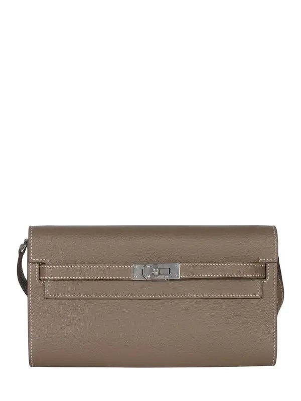 Hermès Etoupe Evercolor Kelly Wallet To Go Phw - Gray