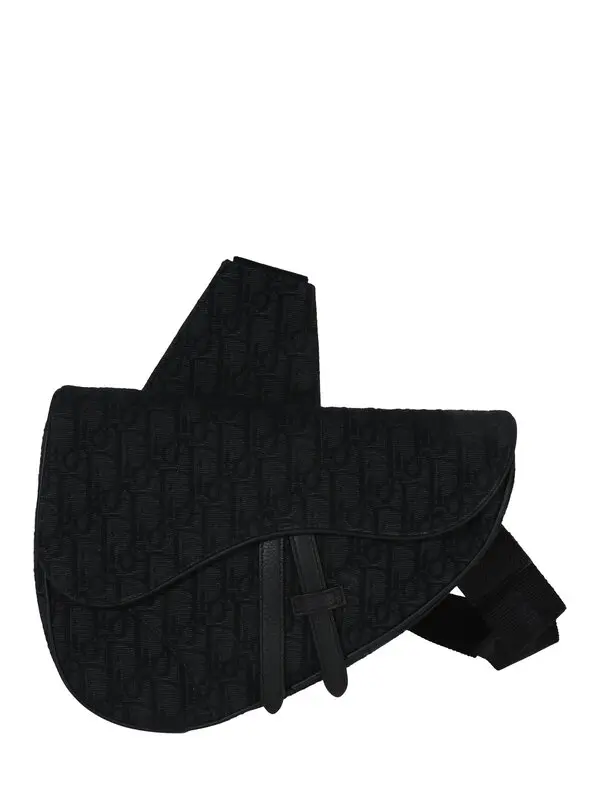 Dior Oblique Jacquard Canvas Saddle Crossbody - Black