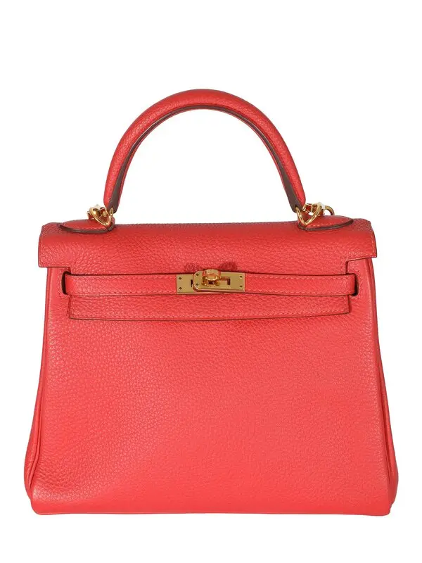 Hermès Geranium Togo Retourne Kelly 25 Ghw - Red