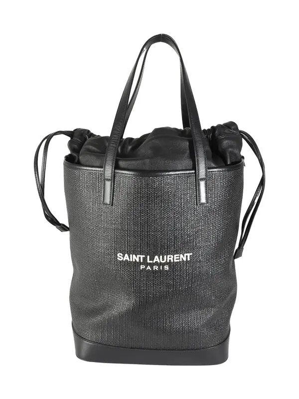 Saint Laurent Linen Canvas Teddy Shopping Bag - Black