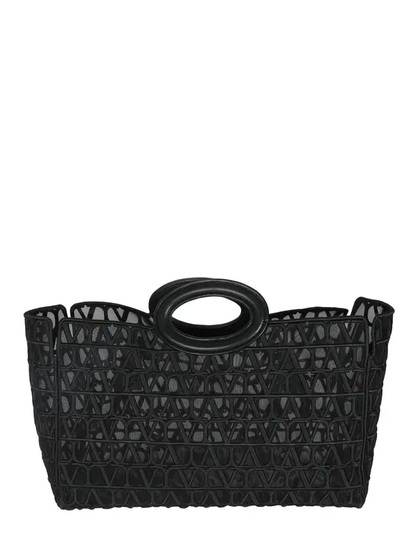 Valentino Garavani Mesh Fabric Le Troisieme Tote - Black