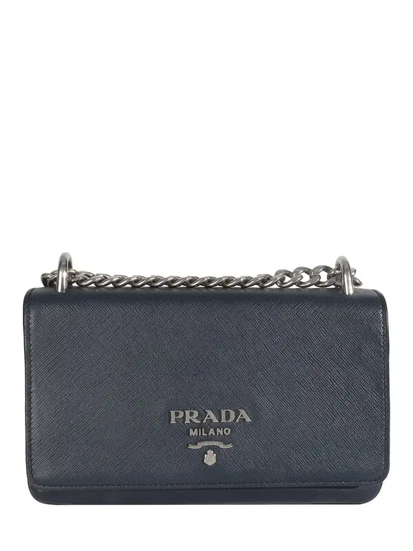 Prada Saffiano Chain Shoulder Bag - Blue