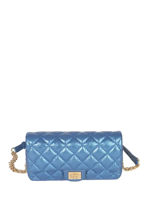 Chanel Metallic Aged Quilted Calfskin 2.55 Reissue Flap Belt Bag - Blue