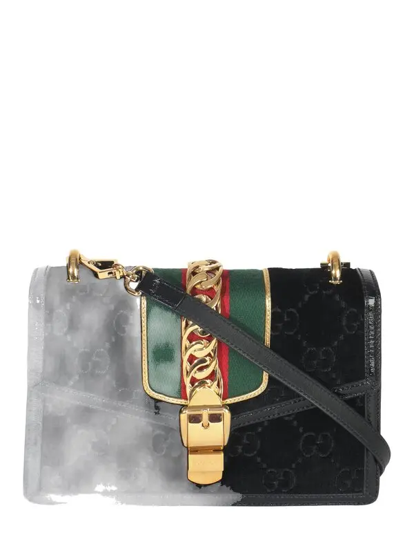 Gucci Gg Velvet Sylvie Shoulder Bag - Black