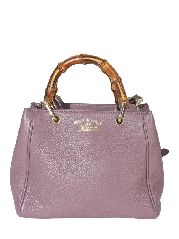 Gucci Pebbled Calfskin Bamboo Shopper - Purple