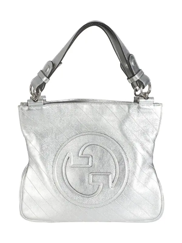 Gucci Diagonal Stitched Calfskin Blondie Tote - Silver