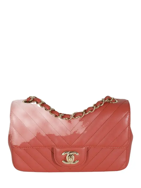 Chanel Chevron Calfskin Rectangular Flap Bag - Red