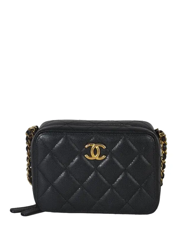 Chanel Quilted Twist Your Buttons Clutch With Chain - Black