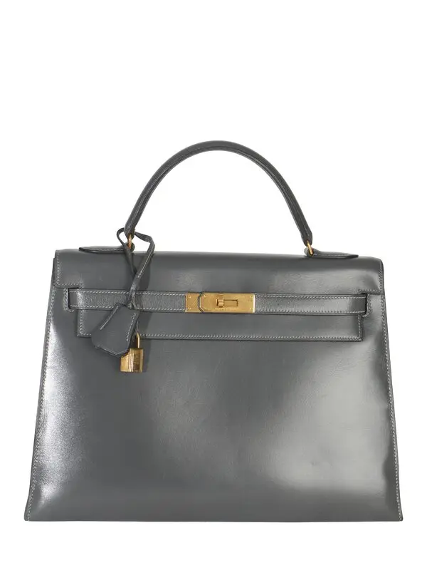 Hermès Ardoise Box Sellier Kelly 32 Ghw - Gray