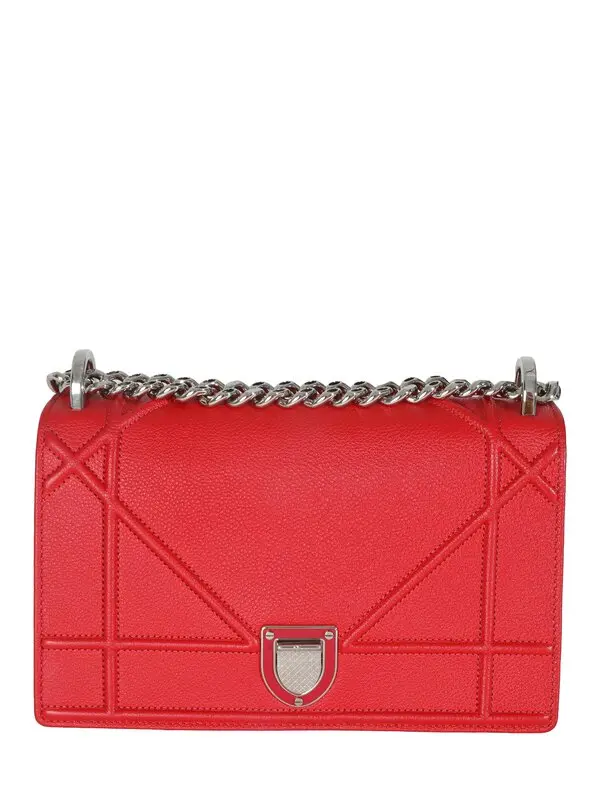 Dior Grained Calfskin Diorama Flap Bag - Red