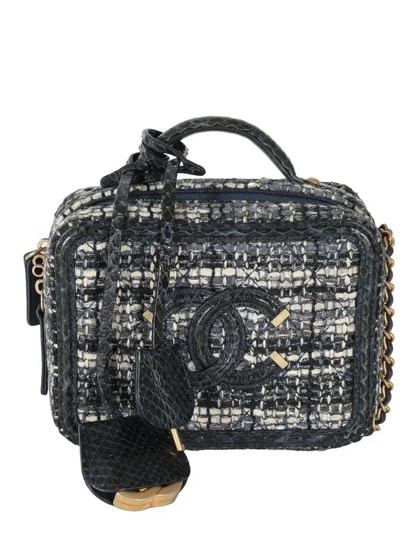 Chanel Tweed And Snakeskin Vanity Case - Blue