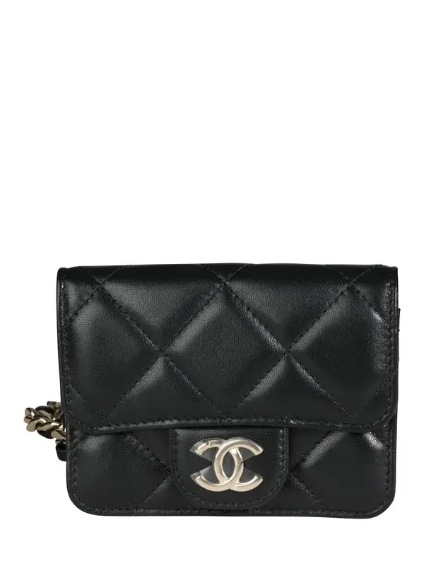 Chanel Quilted Lambskin Chain Belt Bag - Black