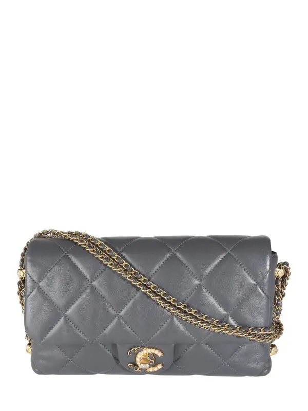 Chanel Quilted Lambskin Crush On Chains Flap Bag - Gray