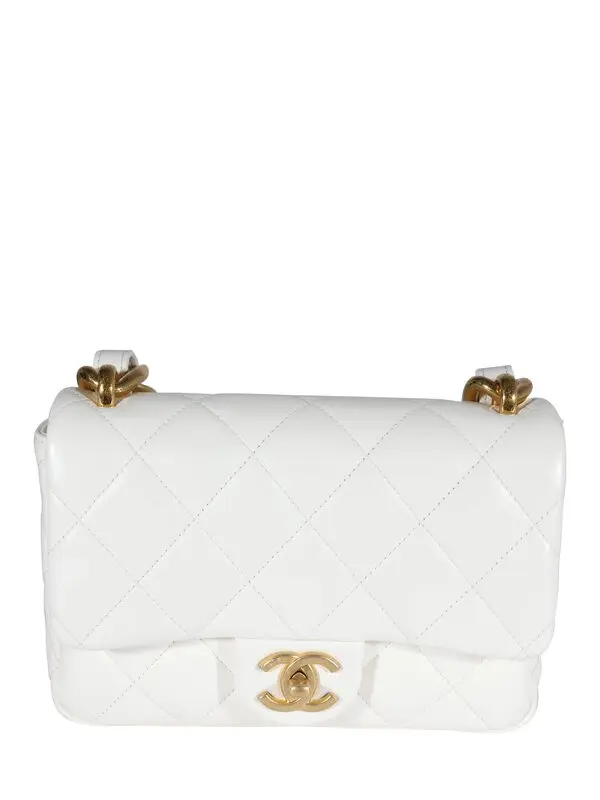 Chanel Quilted Lambskin Funky Town Flap Bag - White