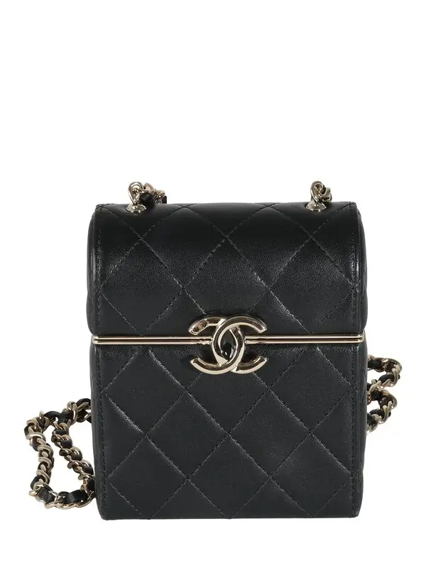 Chanel 2021 Quilted Lambskin Box Chain Vanity - Black