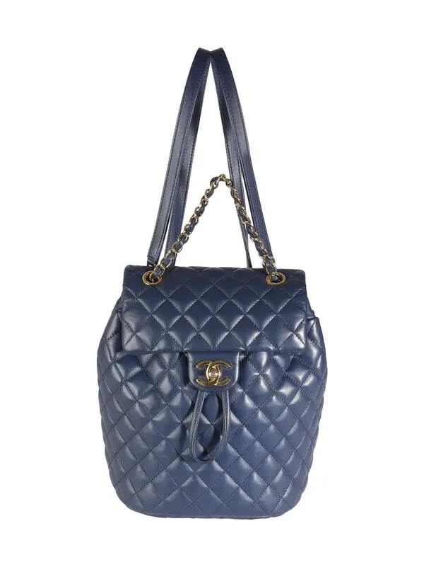 Chanel Navy Quilted Lambskin Urban Spirit Backpack - Blue