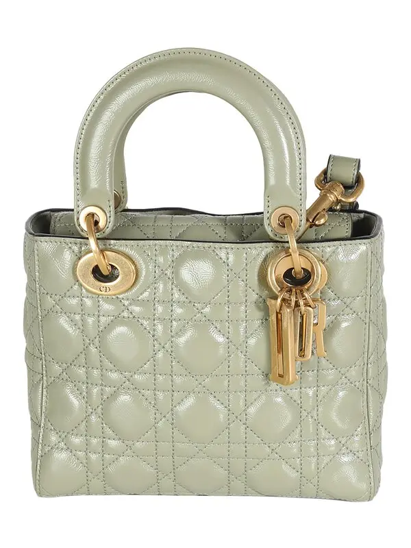 Dior Crinkled Patent Cannage My Lady Bag - Green