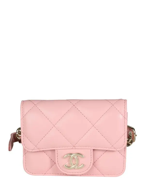 Chanel Quilted Lambskin Belt Bag With Chain - Pink