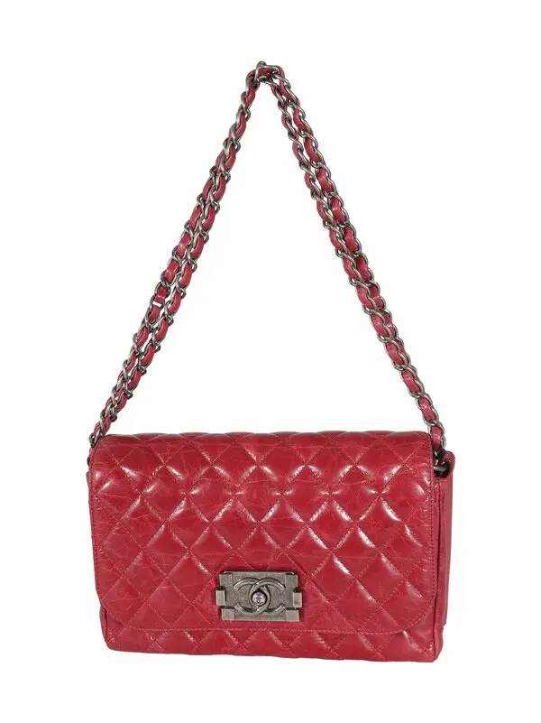 Chanel 12p Glazed Calfskin Veau Brilliante Flap Bag - Red