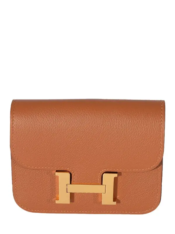 Hermès Gold Vert Fizz Evercolor Bicolore Constance Slim Compact Ghw - Brown