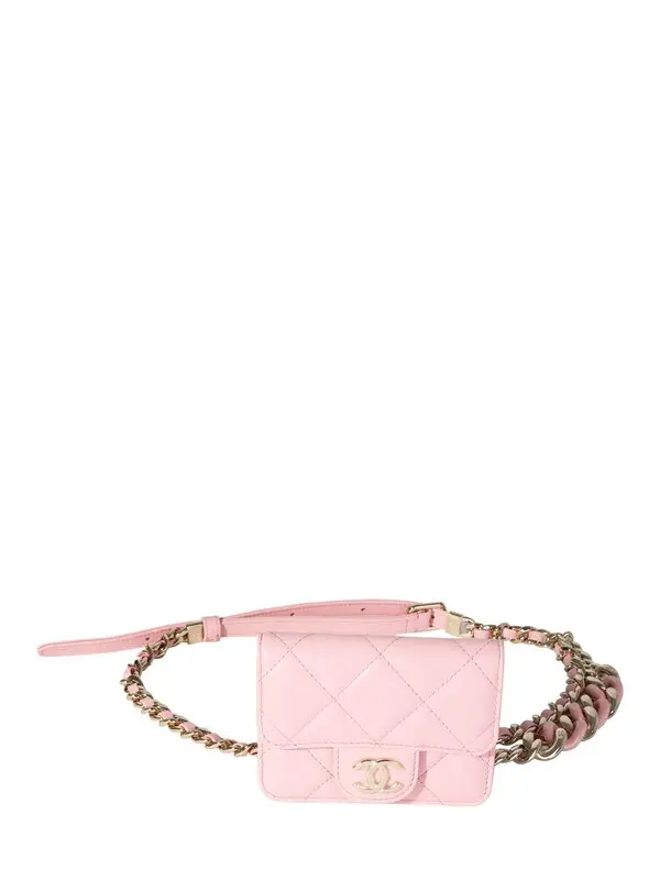 Chanel Quilted Lambskin Chain Belt Bag - Pink
