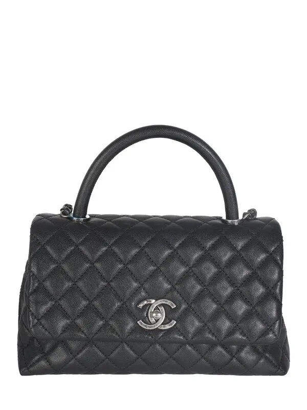 Chanel Quilted Caviar Coco Top Handle Bag - Black
