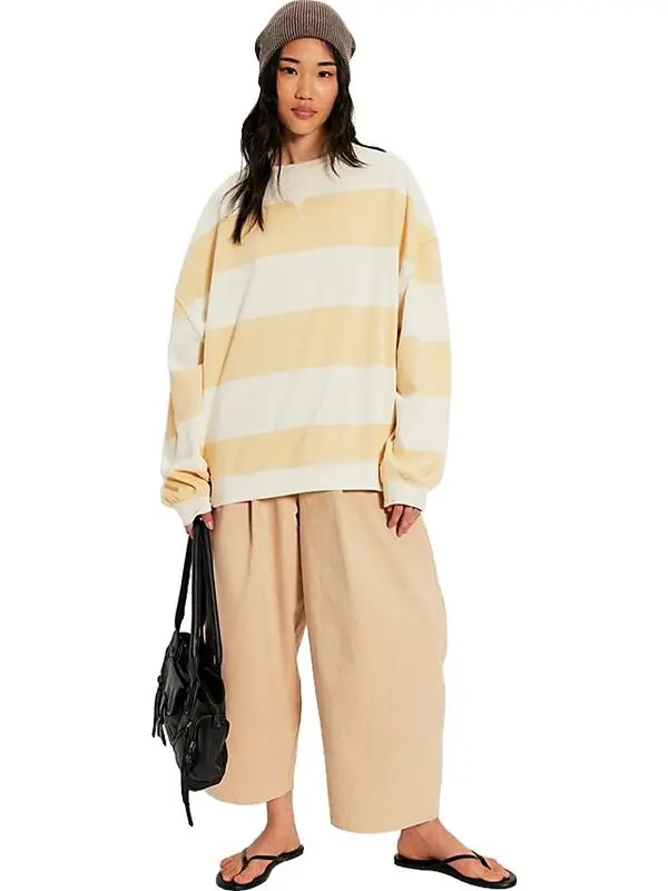 Free People Classic Striped Crewneck - Apricot Combo