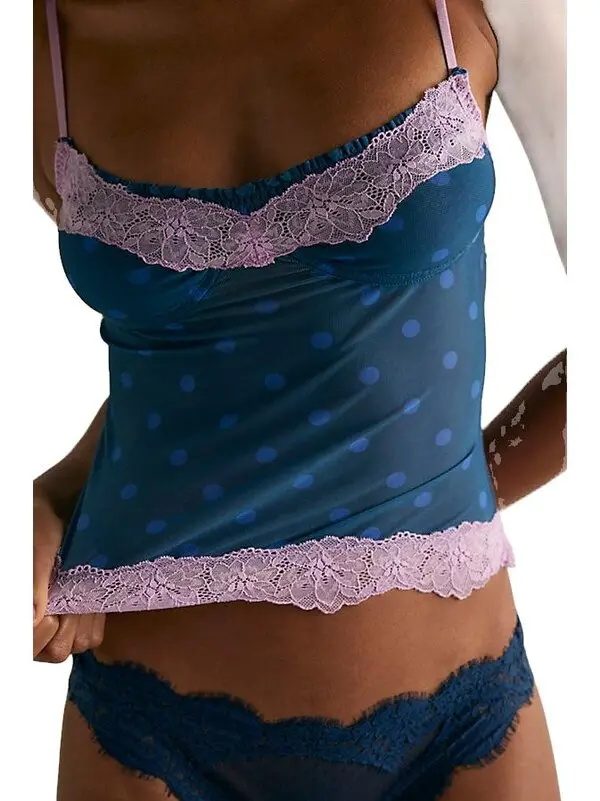 Free People Call It A Night Cami - Blue Combo - Dot