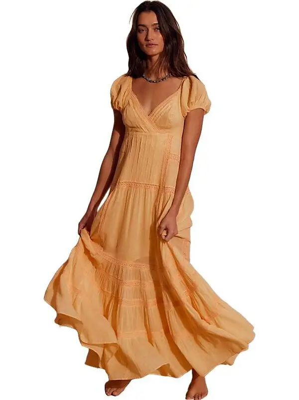 Free People Aura Maxi Dress - Peach Wash