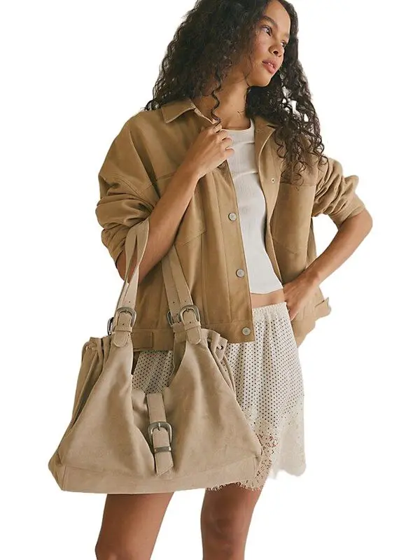 Free People Serena Cinched Shoulder Bag - Taupe