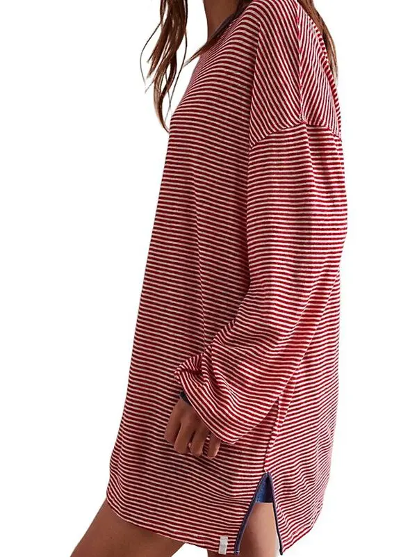 Free People We The Free Veronica Striped Tee - Red Combo