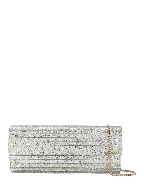 JIMMY CHOO Sweetie Coarse Glitter Acrylic Clutch - Grey