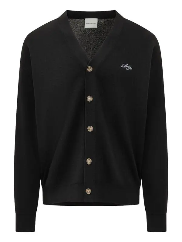 Drole De Monsieur Relaxed-cut Cardigan With Embroidery - Black