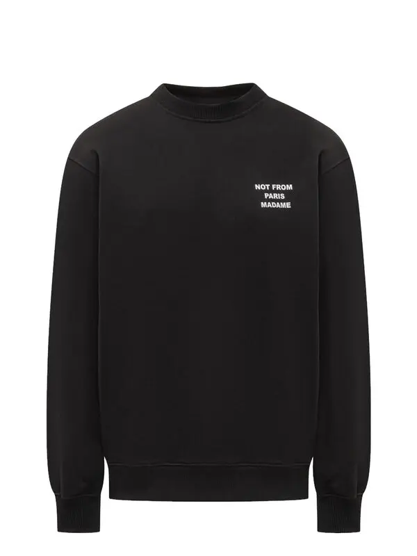Drole De Monsieur Cotton Sweatshirt With Embroidery - Black