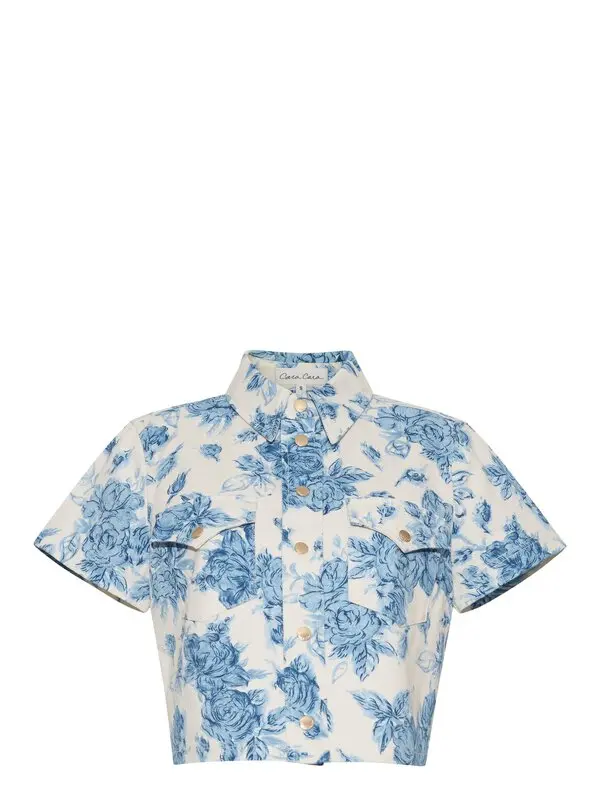 Cara Cara Paro Printed Top - Tossed Floral Blue